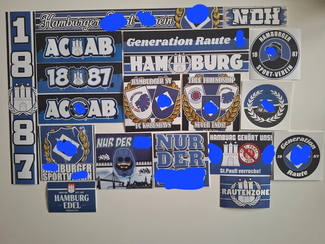 19 ULTRAS AUFKLEBER Hamburg Sammlungsauflösung Fußball Sticker ...