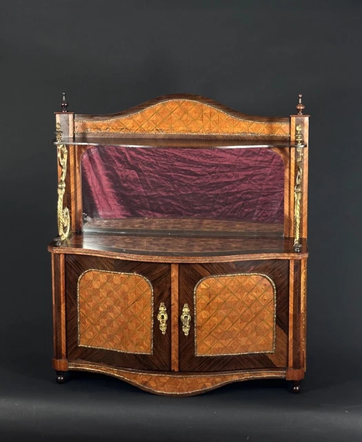 ANCIEN MEUBLE DE maitrise marqueterie buffet décor louis XV ébéniste ...