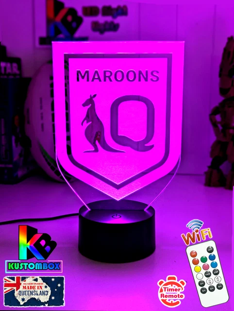 QLD MAROONS NEW LOGO RUGBY LEAGUE Personalised 3D LED Night Light ...