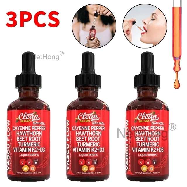 PEPPER HAWTHORN BEET Root Turmeric 1/2/3PCS Vitamin K2+D3 Cayenne ...