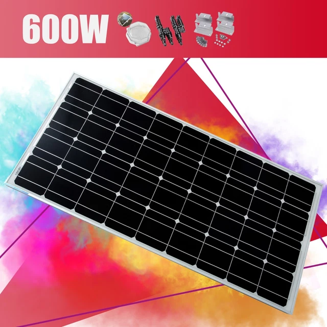 600W FIXED SOLAR Panel Kit 12V Mono Caravan Home Off Gird Battery ...
