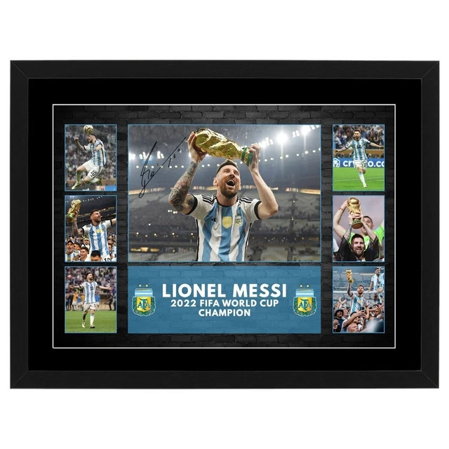 LIONEL MESSI ARGENTINA 2022 World Cup Champions Signed Framed Soccer ...