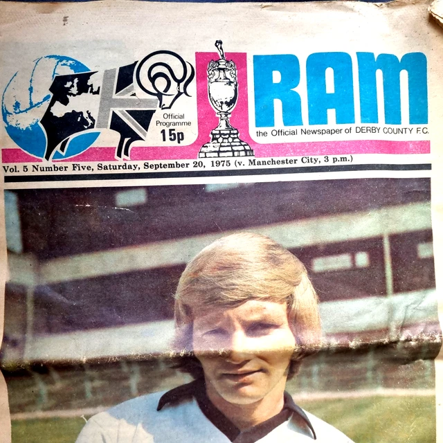 RAM DERBY COUNTY F.C FOOTBALL Official Newspaper Programme 1975 VINTAGE ...