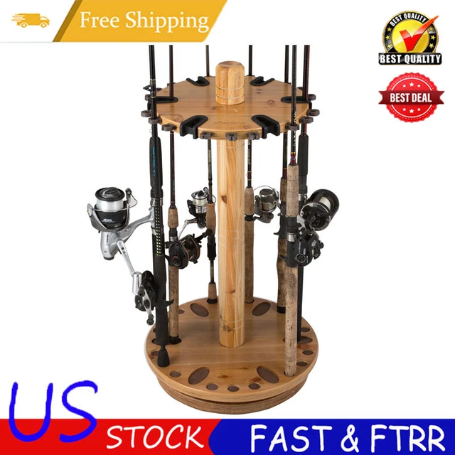 30 ROUND SPINNING Fishing Rod Rack Fishing Pole Holder Floor Stand ...