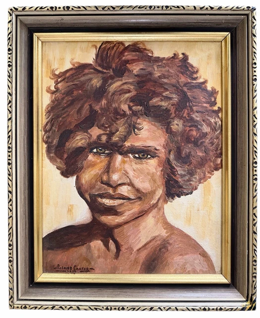 VINTAGE 1976 FRAMED Oil Painting ‘Young Lubra (Aboriginal) by Roland ...
