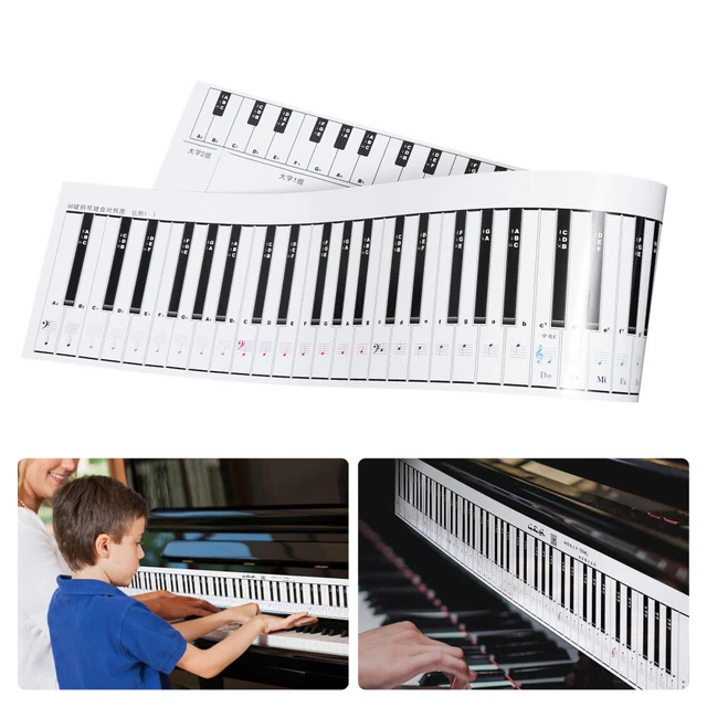 KEYBOARD NOTE STICKERS Piano Finger Chart Practice Sheet Sturdy Paper ...
