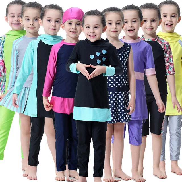KIDS GIRLS SWIMWEAR Children Muslim Full Cover Burkini Beachwear ...