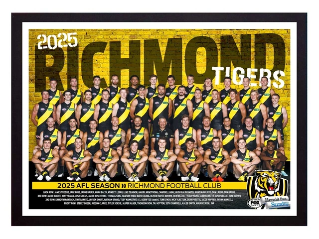 FRAMED 2025 RICHMOND Tigers AFL Football Poster - 45cm x 32cm x 3cm $79 ...