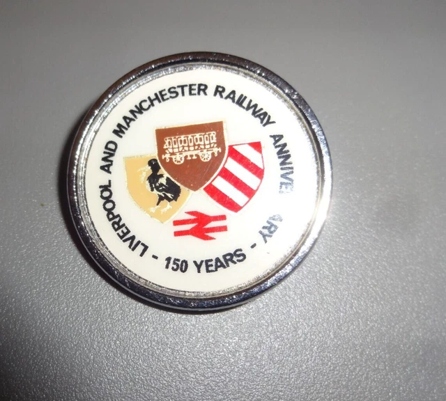 LIVERPOOL AND MANCHESTER Railway 150 years Anniversary Pin Lapel Badge ...