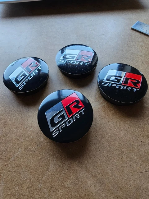 GR65A TOYOTA GR SPORT alloy wheel centre caps Black 56mm Celica Yaris ...