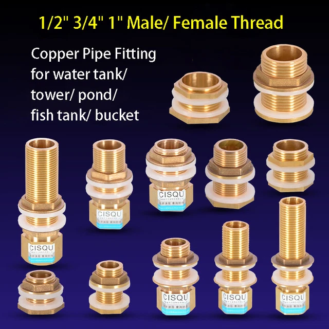 COPPER FEMALE MALE Thread Pipe Fitting Water Tank Aquarium Hose ...