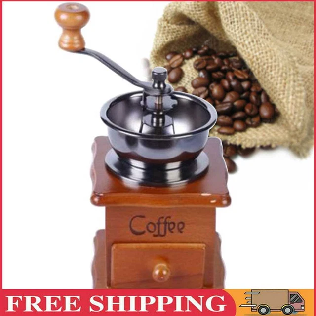 ANTIKE HAND KAFFEEMÜHLE Holzständer Metallschale Kaffeebohne Mühle Müller trinke EUR 15,39 ...