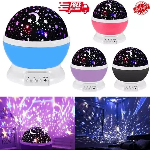ROTATING LED GALAXY Starry Night Light Projector Star Sky Moon Lamp ...