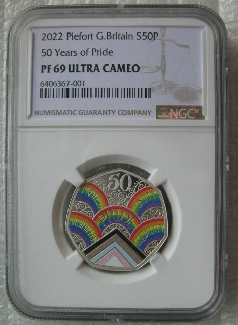 GREAT BRITAIN UK 50P 2022 Silver Proof Piefort Coin 50 Years of Pride ... GREAT BRITAIN UK 50P 2022 Silver Proof Piefort Coin 50 Years of Pride ...