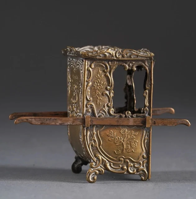 PALANQUIN CHAISE À porteur miniature en laiton ancienne porte montre ...