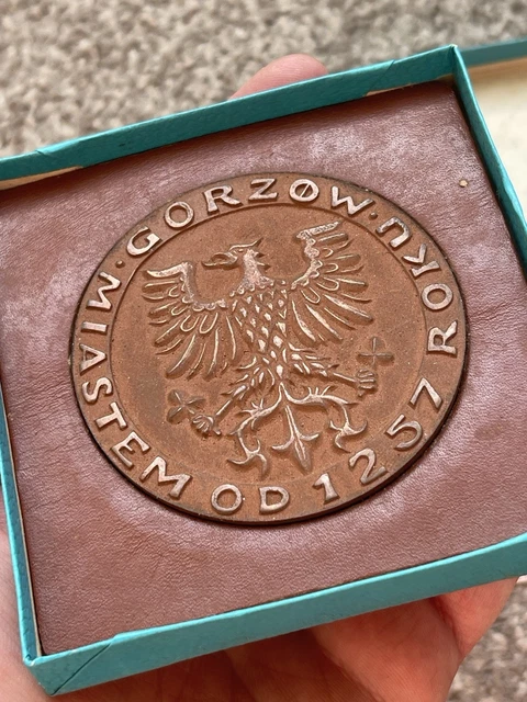 ORIGINAL COLD WAR Polish Gorzów City Table Medal Crest Bronze DDR East ...