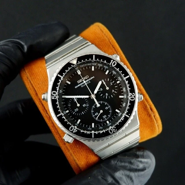 RARE SEIKO 7A28 James Bond Speedmaster Black Dial Chronograph Vintage ...