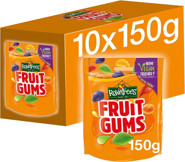 ROWNTREES FRUIT GUMS Sweets Sharing Bags, Vegan Friendly, 10 x 150 g £21.18 - PicClick UK