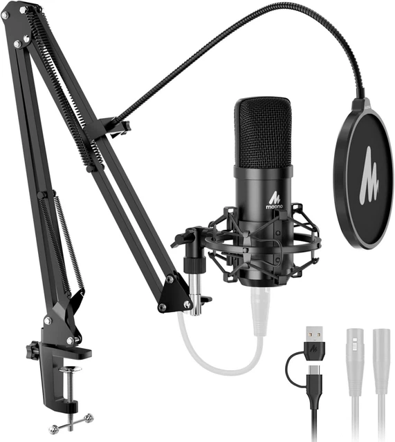 MAONO AU-A04 USB Microphone with AU-MH601 Studio Monitor Headphones ...