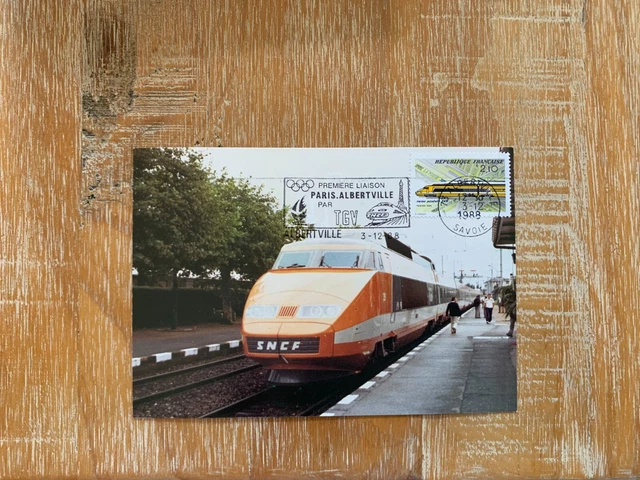 FRANCIA 1988 PHQ Massima Carta Ferroviaria Treno Paris Albertville Primo Viaggio Sncf Tgv EUR 5 ...
