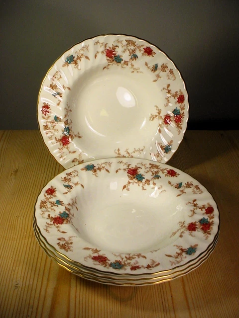 MINTON &ANCESTRAL& BONE China FOUR Rimmed Soup Bowls S376 £20.00 ...