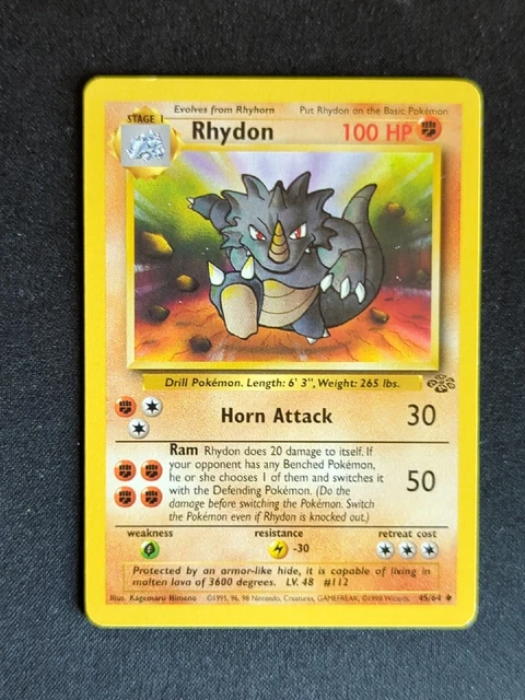 RHYDON POKÉMON CARD TCG Base Set 1999 WOTC Jungle 45/64 Vintage ...