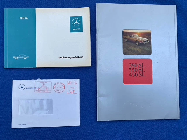 MERCEDES BETRIEBSANLEITUNG R107 /C107 350 SL + Prospekt Handbuch 8/1971 ...