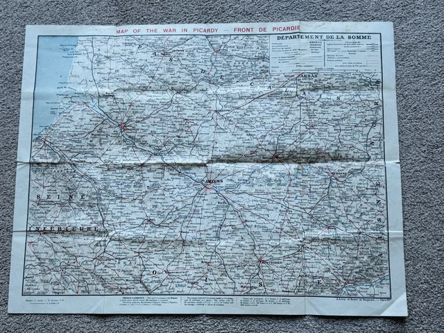 MAP OF THE War in Picardy Front The Department of The Somme WW1 France ...