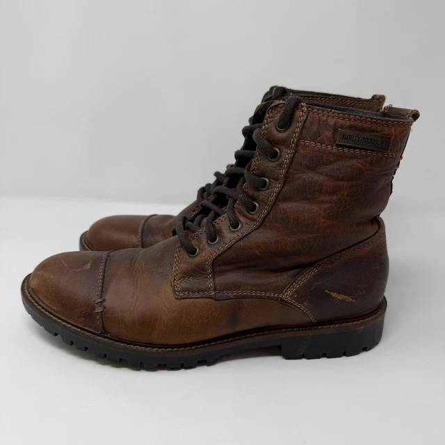 HARLEY DAVIDSON ALDRICH Mens Size 9 Leather Cap Toe Lace Up Motorcycle ...