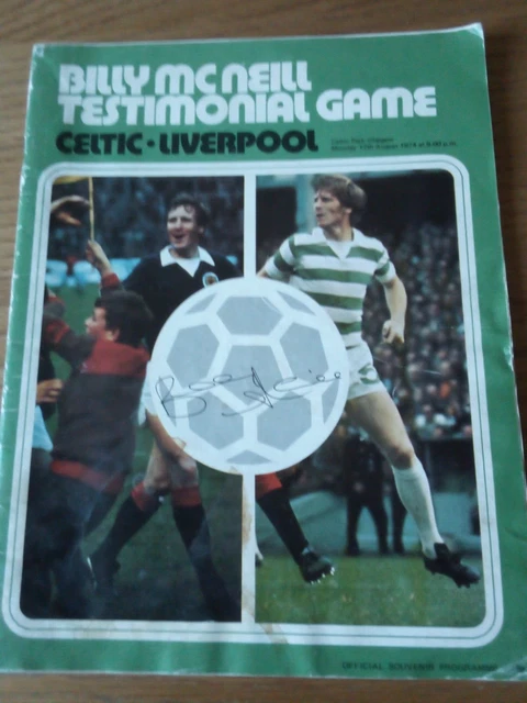 VINTAGE BILLY MCNEILL testimonial football programme Celtic v Liverpool ...