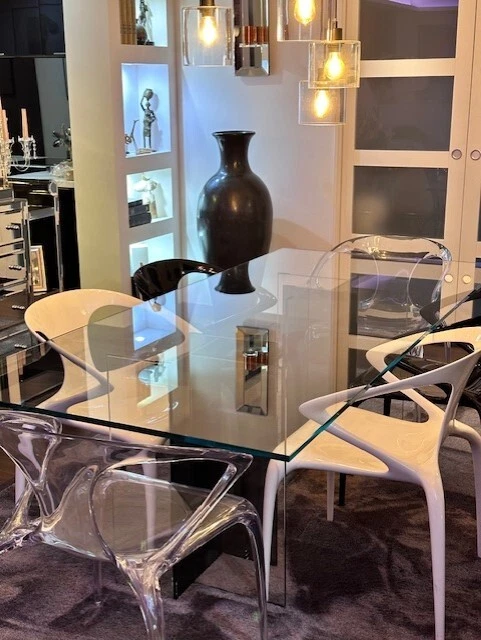 TABLE DE SALLE à manger ROCHE BOBOIS version DIAPO en verre 220/100 EUR ...