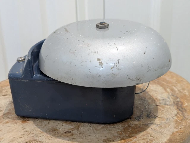 VINTAGE BT PHONE Bell Alarm Retro Blue Grey School Industrial Prop 80D ...