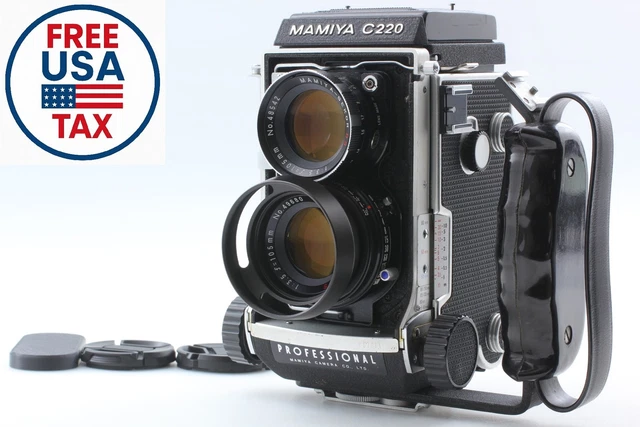 BLUE DOT [N MINT w/Hood Grip] Mamiya C220 PRO TLR Camera 105mm F3.5 ...