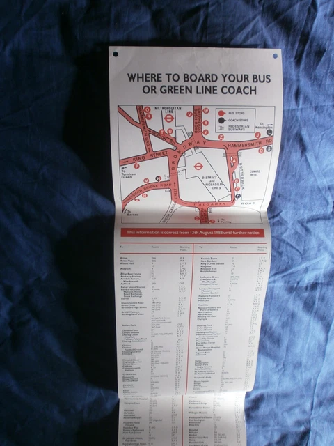 LONDON TRANSPORT BUS Stop Poster-Where To Catch Your Bus, Hammersmith ...