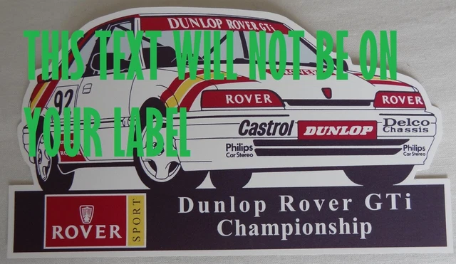 ROVER GTI DUNLOP Championship Window Sticker Label 216GTi HQ REPLICA 3/ ...