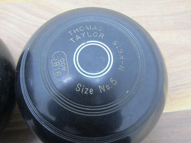 SET OF 4X Thomas Taylor Lignoid Lawn Bowls Size 5 Black Made in ...