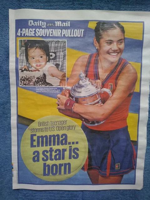 DAILY MAIL NEWSPAPER - EMMA RADUCANU WINS US OPEN FINAL - 13 SEPTEMBER ...