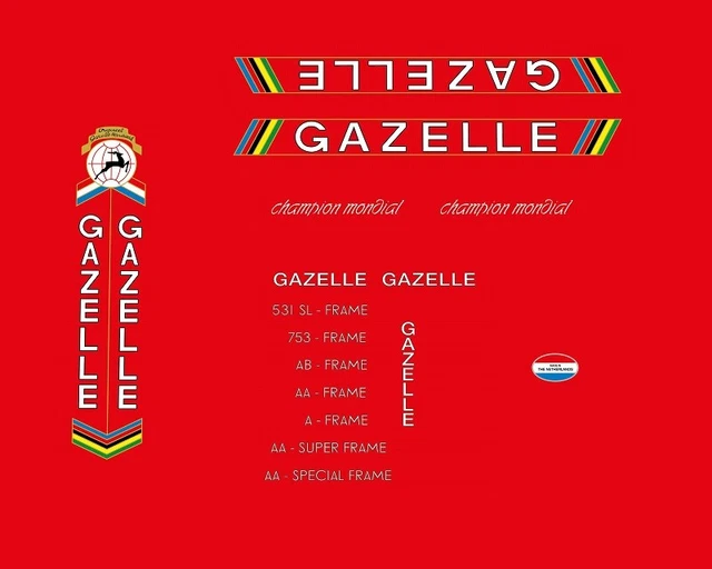GAZELLE CHAMPION MONDIAL Bicycle Decals, Stickers N.1 Blanc EUR 42,74 ...