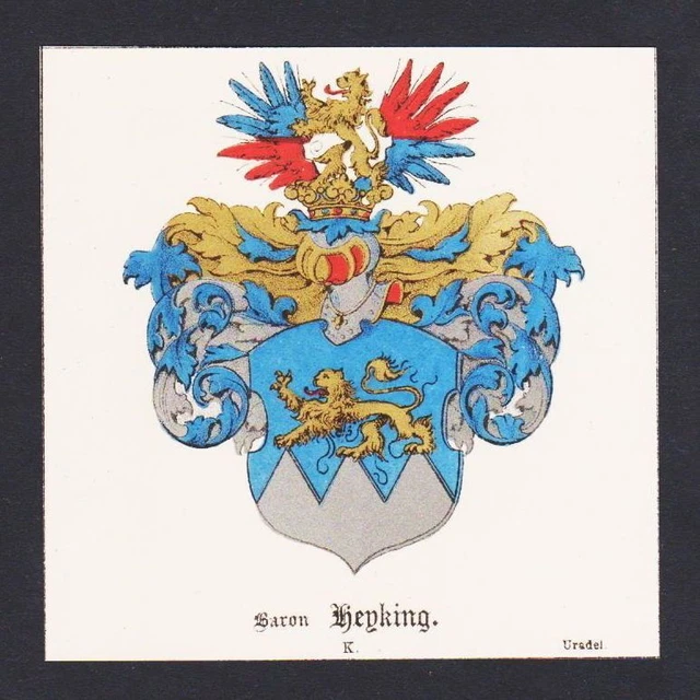 19.JH. DE HENKING Armoiries Héraldique Coat De Arms Heraldry Litho EUR ...