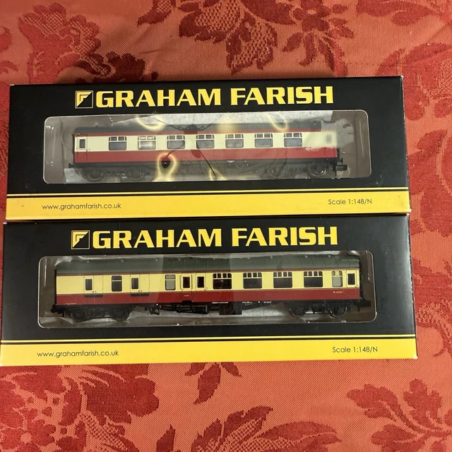 GRAHAM FARISH N Gauge BR Crimson & Cream Mk1 SK & Stanier Second ...