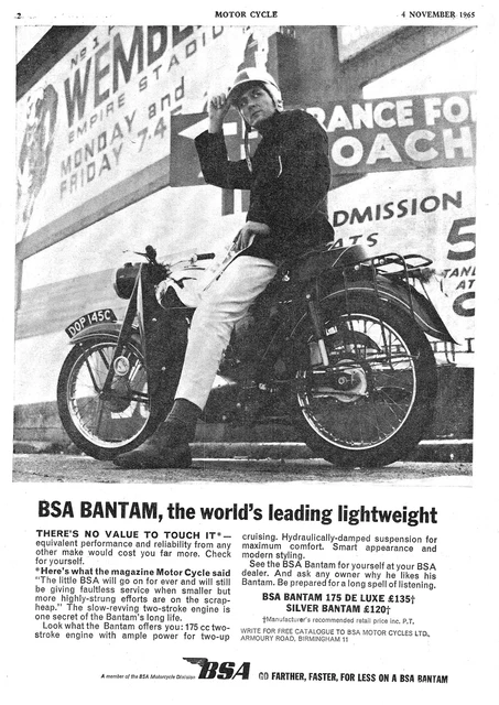1965 ADVERT FOR BSA 'Bantam 175 DeLuxe' Motor Cycles Original Print Ad ...