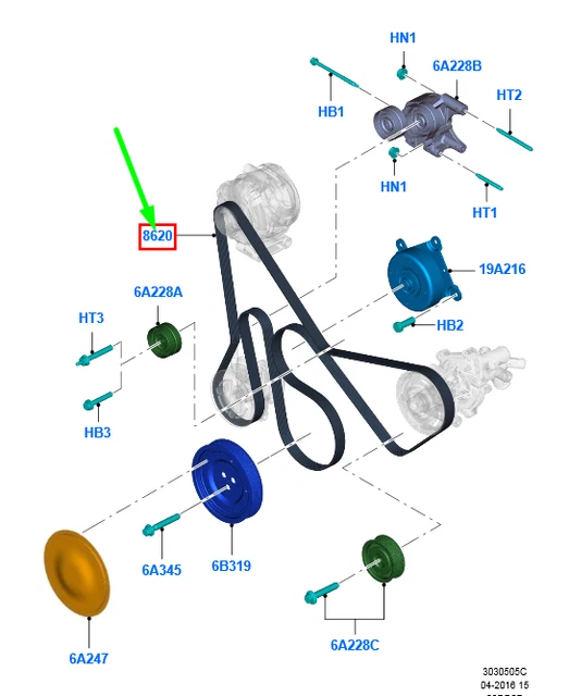 FORD RANGER T6 MK1 V-Belt FB3Q-6C301-HA 1921400 NEW GENUINE £56.00 ...