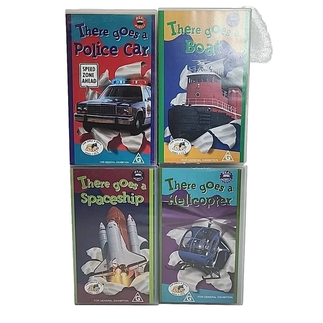 4 X VHS There Goes A Helicopter, Spaceship, Police Car Boat Video Tape ...