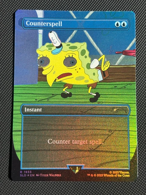 COUNTERSPELL - BORDERLESS Rainbow Foil - Spongebob Secret Lair MTG $75. ...