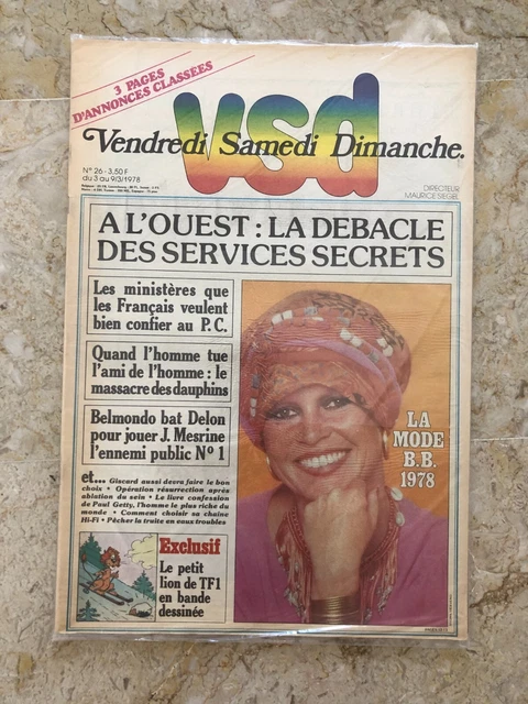 MAGAZINE VSD N° 26 * Brigitte Bardot / Belmondo bat Alain Delon * 3 mars 1978 * EUR 35,00 ...