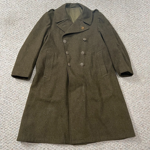 VINTAGE WWII 1942 Military Overcoat US Army Men 40S Wool Trench Coat ...