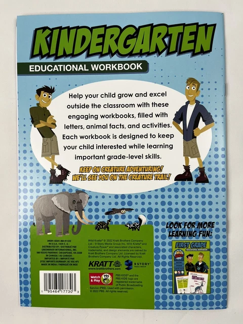 PBS KIDS WILD KRATTS Kindergarten Educational Workbook Letters Facts $7 ...