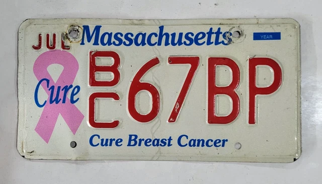 MASSACHUSETTS CURE BREAST Cancer License Plate 🔥Free 📬🔥Bc 67Bp ...