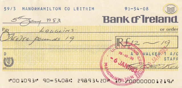 BANK OF IRELAND Cheque 1983 £0.99 - PicClick UK