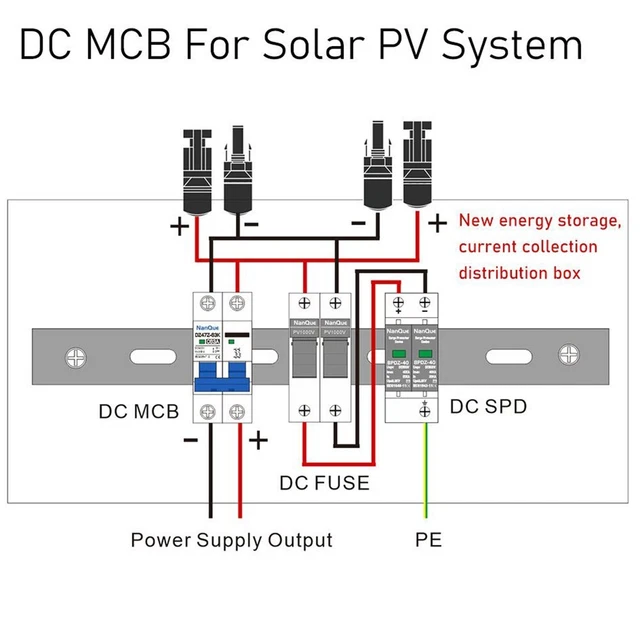 SOLAR PHOTOVOLTAIC DC 2P Circuit Breaker PV MCB 500V Air Switch Stepless Protect £16.88 ...